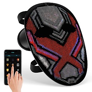 Rolapa Led Mask with WiFi Programmable, Light up Face Mask, LED Halloween Mask for Masquerade Costume Cosplay Party DJ, 2022 HD Mask