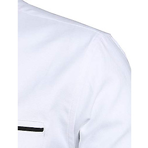 ZEROYAA Mens Hipster Mandarin Collar Slim Fit Long Sleeve Casual Button Down Oxford Dress Shirt with Pocket Z113 White Small