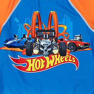Hot Wheels Toddler Boys Raglan Pullover Swim Rash Guard Swim Trunks Blue 3T