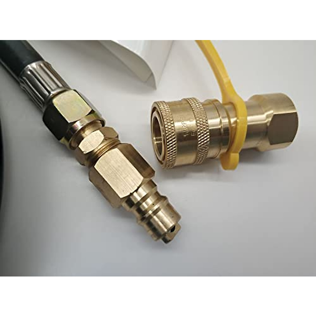 Guofulda 3/8 Inch Natural Gas Quick Connect Fittings, LP Gas Propane Hose Quick Disconnect Kit, Brass Propane Grill Connector Adapter, 3/8” Male Pipe NPT Thread x 3/8” Female Pipe Thread