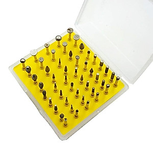 𝐉𝐔𝐍𝐋𝐈𝐗𝐍 50 Pcs Diamond Burr Sets, 1/8 Inch Shank Various Shapes Stone Carving Bits Diamond Mounted Grinding Kits for Electric Rotary Tools