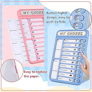 2 Pcs Dry Erase Chore Chart ADHD Tools for Kids Reusable to Do List Checklist Board with 6 Double Sided Erasable Detachable Cardstock RV Daily Routine Schedule Board for Home Desk (Blue, Pink)