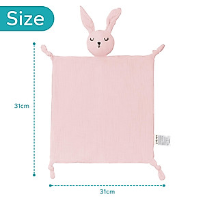 ZIGJOY Bunny Lovey Muslin Cotton Baby Security Blanket Soft Breathable Lovies for Babies Gifts for Newborn Infant Toddler Boys and Girls, Pink