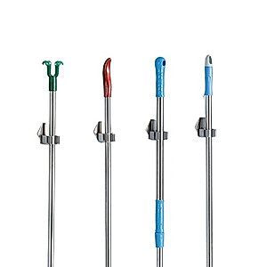 Mop and Broom Organizer Garage Tool Storage Rack Stainless Steel Broom Gripper Mop Holder with 3M Self Adhesive, 3 Pack