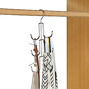 BONYCUST Purse Organizer for Closet, 2 Pack Purse Hanger with 6 Hooks Metal Handbag Storage Hook for Handbag, Purses, Hat, Scarf (Silver)
