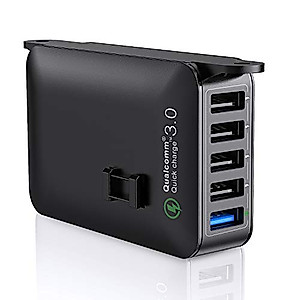 ZONV Headphone Stand Under Desk 5 USB QC 3.0 Quick Charger Rack Headset Hook Holder Hanger Mount Station(8A/40W), Pc Gaming Headsets Switch Earphone Wire Organizer Adapter