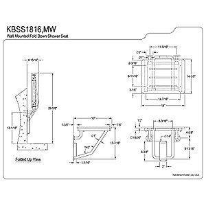 Kingston Brass KBSS1816 Adascape-Shower-Seat, Brushed Stainless Steel
