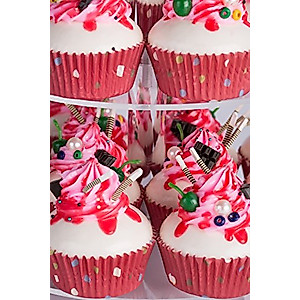 YestBuy 3 Tier Round Cupcake Stand with Base, Acrylic Cake Stand, Cupcake Tower Stand, Premium Cupcake Holder for 28 Cupcakes, Display for Pastry Wedding Birthday Party (4" Between 2 Layers)