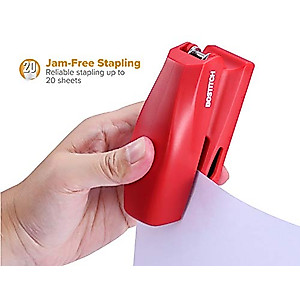 Bostitch Office 20 Sheet Mini Stapler with 210 Staples, Fits into the Palm of Your Hand, Red