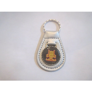 GREMLIN MAN LOGO LEATHER KEYCHAIN - SILVER