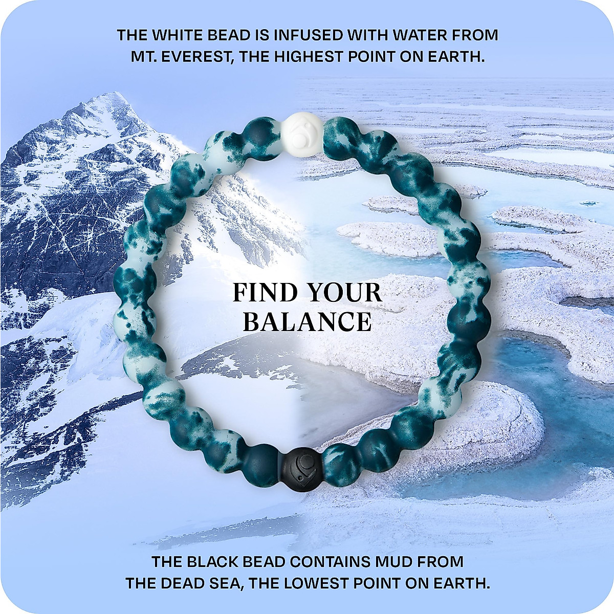 Lokai Hawaiian Silicone Beaded Bracelet for Women & Men, The Surf Collection - Ohana, (Large, 7.5 Inch Circumference) - Silicone Jewelry Fashion Bracelet Slides-On for Comfortable Fit