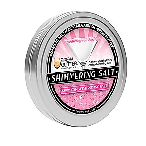 BREW GLITTER Shimmering Pink Cocktail Rimming Salt, Drink Rimmer for Beverages, Cocktails, Margaritas, Drinks, Kosher Certified, Vegan (4 oz, Shimmering Pink)