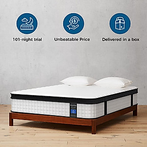 Inofia King Mattress, 12 Inch Hybrid Innerspring King Size Mattress, Cool Bed with Breathable Soft Knitted Fabric Cover, 101 Nights Trial