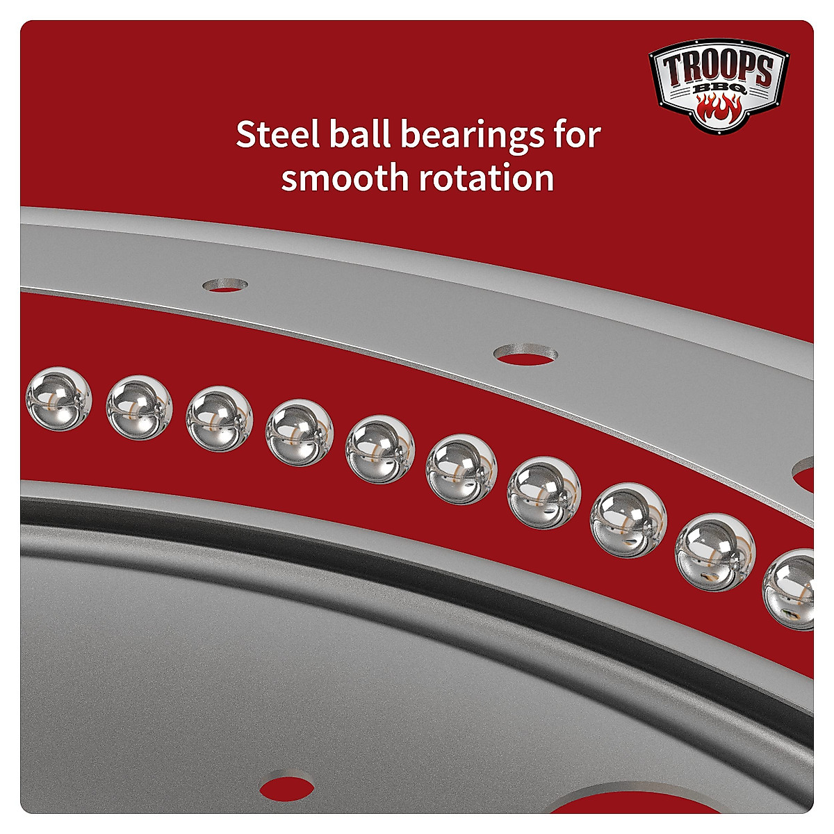 TROOPS BBQ 8-Inch Lazy Susan Turntable Steel Ball Bearing for Table, Kitchen Countertop, Pantry, Cabinet, Spices, Makeup, TV Stand, Rotating Swivel Base Plate, 700-lb Load Capacity, 11/32 Thick