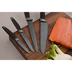 Tower Kitchen Stainless Steel Blades and Acrylic Stand, 5-Piece Knife Set, Black Damascus Effect