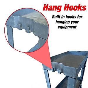 Lauco Heavy Duty Polypropylene Utility Cart - ﻿16 in x 33 in - Industrial Cart with Full Swivel Wheels Safely Holds up to 550 lbs - Multipurpose 2 Tier Service Cart for Warehouse, Garage, Cleaning