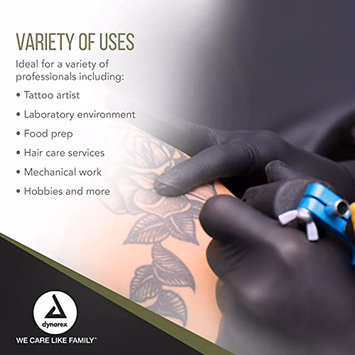 Dynarex Black Arrow Disposable Latex Exam Gloves, Powder-Free, Used in Healthcare and Professional Settings, Law Enforcement, Tattoo, Salon or Spa, Black, Extra-Large, 1 Box of 100 Gloves