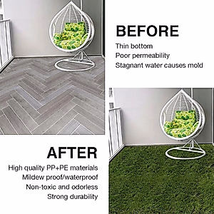 XLX TURF Artificial Grass Turf Tiles Interlocking Set 6 Pieces, Square Fake Grass Tiles Self-draining for Pet Indoor/Outdoor Flooring Decor, 12"x12", 8 Buckle Systerm