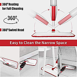Mops for Floor Cleaning Wet Spray Mop with a Refillable Spray Bottle and 5 Washable Microfiber Pads Home or Commercial Use Dry Wet Flat Mop for Hardwood Laminate Wood Ceramic