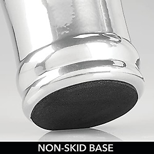 mDesign Metal Bathroom Vanity Countertop Accessory Set - Includes Refillable Soap Dispenser, Divided Toothbrush Stand, Tumbler Rinsing Cup, Vivi Collection, Set of 3, Chrome