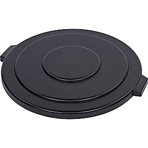 Carlisle FoodService Products 34105603 Bronco Round Waste Container Lid, 29.81" Length, 29.81" Width, 2.25" Height, Polyethylene (LLDPE), Black, 55 gal (Pack of 2)
