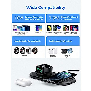 GINRGERS Wireless Charger,2 in 1 Charging Dock with iWatch Stand,iPhone Charger Compatible iphone13/12/11/X/XS Pro Max/ 8, 7/6/SE/5/4/3/2, Galaxy S21/S20/S10/S9/S8, Google, etc, Black