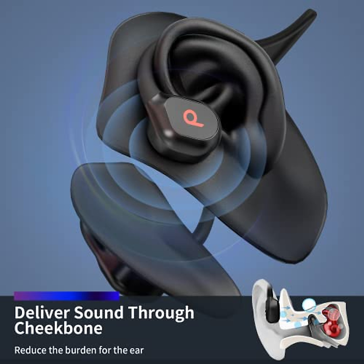 PASONOMI Bone Conduction Headphones-Open Ear Headphone Wireless-Sport Bluetooth Headphone with Microphones Wireless Earphones for Running Gym Hiking Cycling