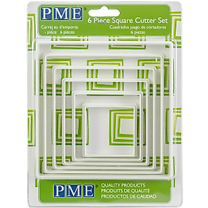 PME Square Cookie, Set of 6 Cutters, for Cake Decorating