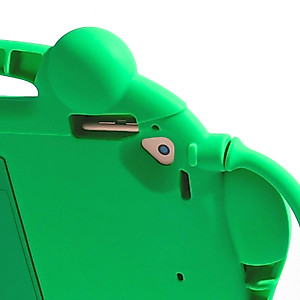 CHIN FAI Kids Case for iPad 9.7 2018 2017 / iPad Air 1 2 / iPad Pro - [Eye Popping Toys] Shockproof Silicone Handle Stand Frog Protective Cover for Apple iPad 5th 6th Generation (Green)