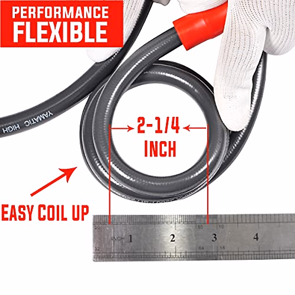 YAMATIC Super Flexible Pressure Washer Hose 50 FT 1/4", Kink Resistant Power Washer Hose Replacement for Flexzilla Uberflex Ryobi Genarac Troy Bilt Honda M22-14mm Rated 3200 PSI/Max 3700 PSI,Grey