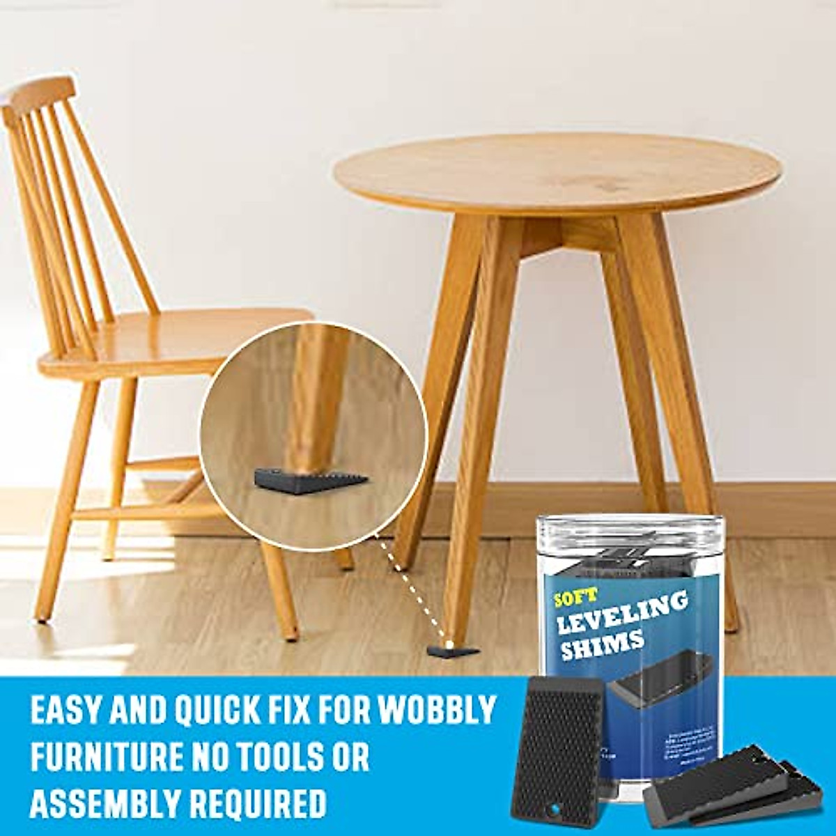 YARKOR Furniture Levelers, 80 Piece Jar, Plastic Shims for Leveling, Black Rubber Wedge for Table Toilet Refrigerator Piano, Small Shims for Home Improvement and Work (80pcs- Black)