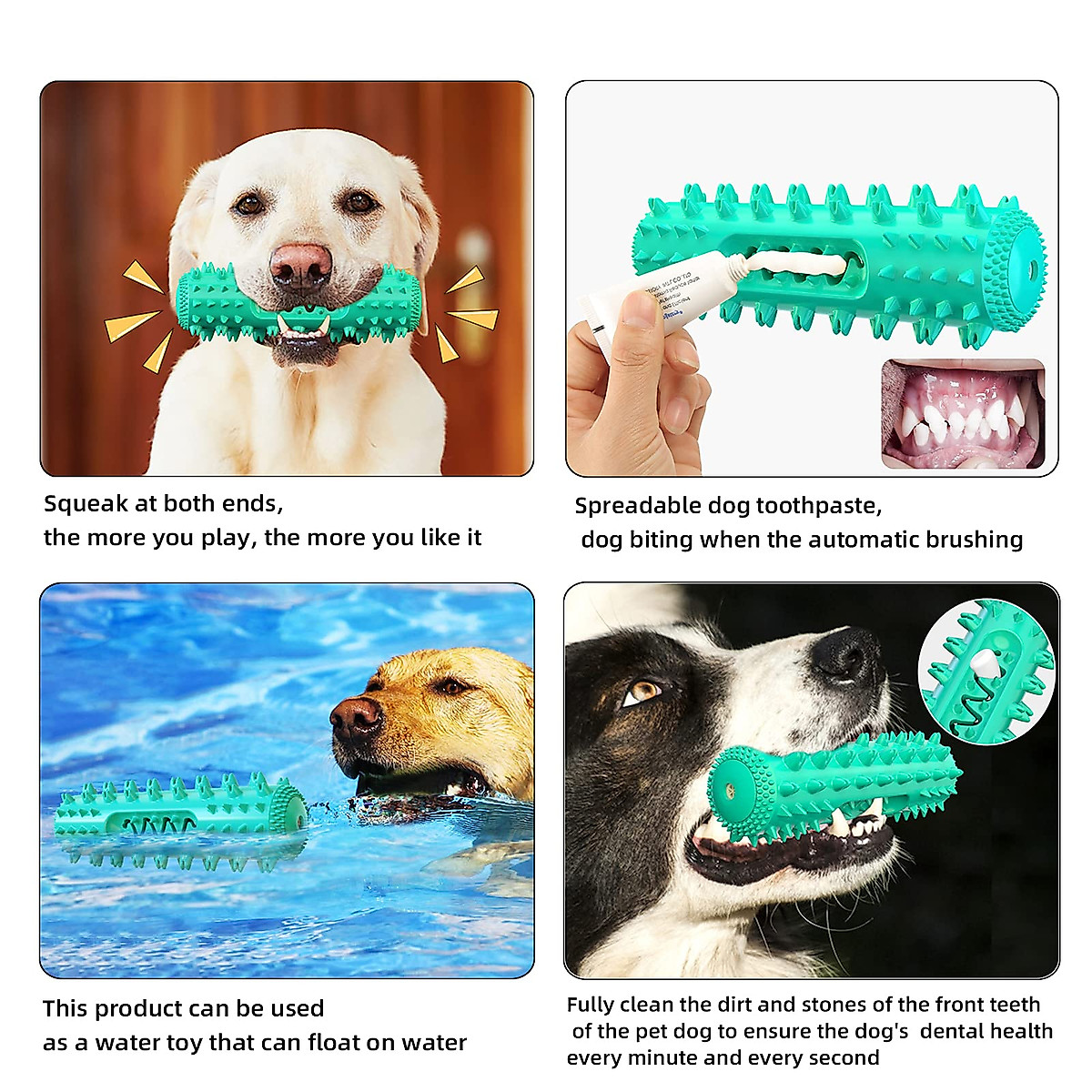 PTFBOY Dog Chew Toys for Aggressive Chewers Small Medium Breed, Dog Squeaky and Rope Toys,Tug of War Large Dog Chew Toothbrush Toys Dog Teeth Cleaning Indestructible Durable Tough Toys 2 Packs