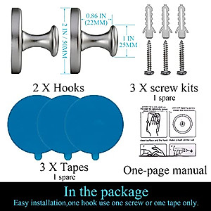 HIKIYEAT Solid Aluminum Towel Hook,Wall Hooks,Adhesive and Screw Installation,2 Pack,Heavy Duty,Hanging Robe,Loofah Holder,Minimalist Design,Door Hanger,for Glass Shower Bathroom,Coat(Matte Silver)