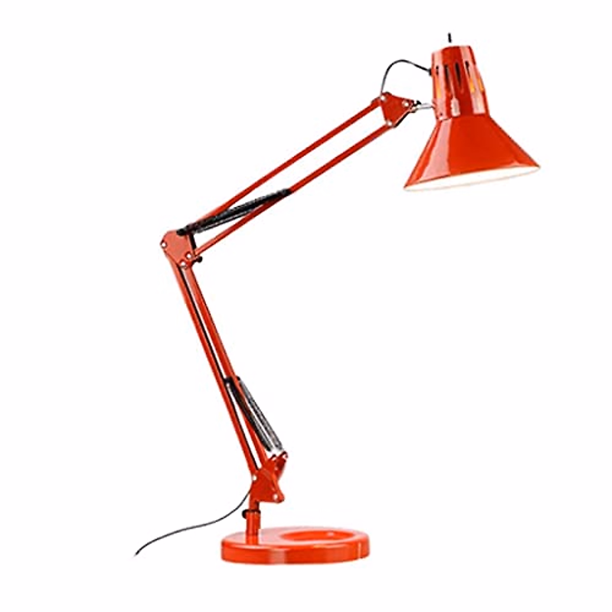 KNOXC Bedside Lamp, Metal Desk Lamp Swing Arm Desk Lamp Adjustable Goose Neck Architect Study Table Lamp Eye-Careading Lamp for Home Office Easy to Assemble/Red1