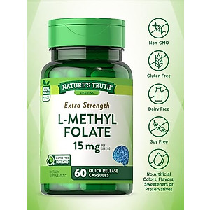 Nature's Truth L Methylfolate 15mg | 60 Capsules | Non-GMO & Gluten Free Supplement | Extra Strength