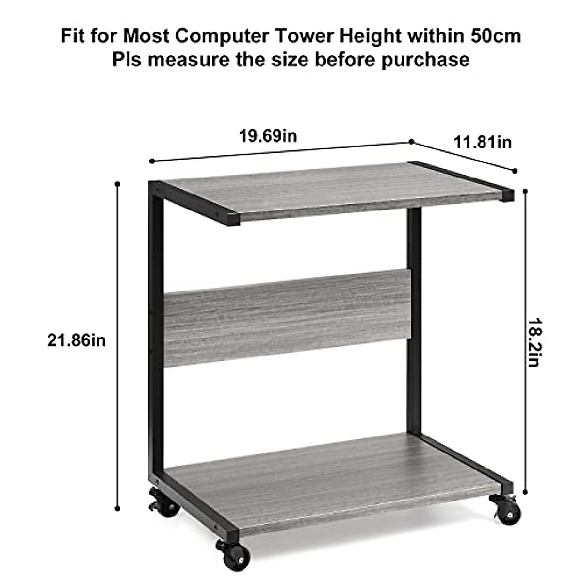 Computer Tower Stand, C-Shape Tall 2-Tier Pc Stand, Computer Tower Floor Stand with Lockable Wheels,Mainly Placed Computer Cases and Printers，Suitable for School, Office, Home(Grey)