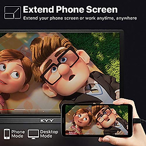 KYY Portable Monitor 15.6'' FHD 1080P Portable Laptop Monitor USB C HDMI Gaming Monitor Ultra-Slim IPS Display w/Smart Cover & Speakers, Plug&Play, External Monitor for Laptop PC Phone Mac Xbox PS4