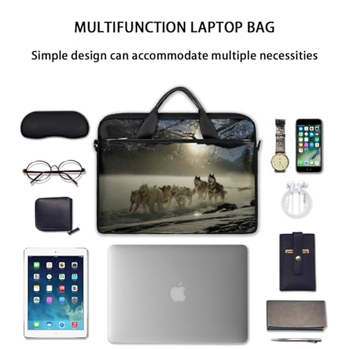 Energetic Dogs Laptop Computer Bag Waterproof Shoulder Messenger Bag 13-15 inch Durable Laptop Tote Bag with Shoulder Strap Handle Lightweight Crossbody Briefcase