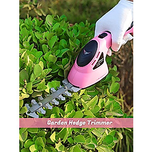 Lichamp 2-in-1 Electric Hand Held Grass Shear Pink Hedge Trimmer Shrubbery Clipper Cordless Battery Powered Rechargeable for Garden and Lawn, CGS3602PK Pink