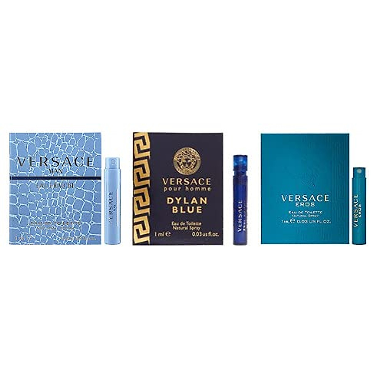 VERSACE for Men Fragrance Sample Trio - Pour Homme, Man Eau Fraiche, & Eros