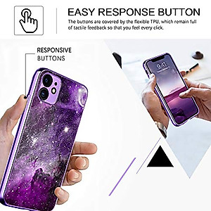 BENTOBEN iPhone 11 Case, Slim Fit Glow in The Dark Hybrid Hard PC Soft TPU Bumper Drop Protective Girls Women Men Phone Cover for iPhone 11 6.1 inch, Purple Galaxy