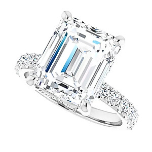 JEWELERYIUM 4 CT Moissanite Emerald Engagement Ring and Wedding Ring Bridal Set in Sterling Silver, colorless Moissanite, White Emerald