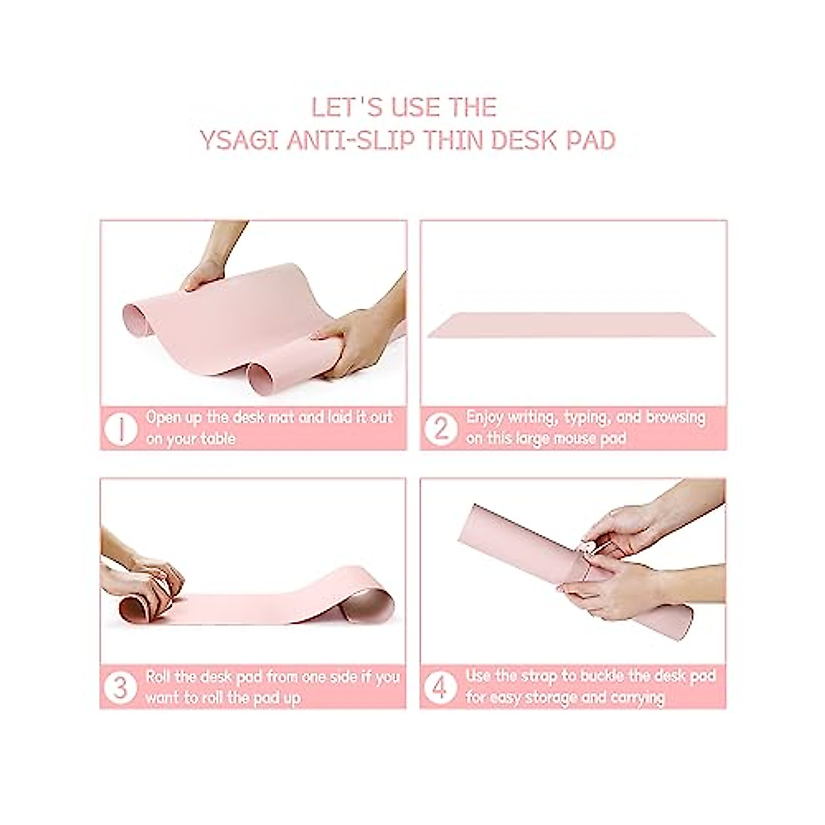 Writing Desk Pad Protector, YSAGi Anti-Slip Thin Mousepad for Computers,Office Desk Accessories Laptop Waterproof Desk Protector for Office Decor and Home (Pink, 35.4" x 17")
