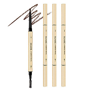 AMY'S DIARY 3pcs Eyebrow Pencil Retractable Definer, Dark Brown, Dual-Sided Brow Brush, Fine Tip, Shapes, Defines, Fills Brow Makeup Flapiz Para Cejasills (3#)