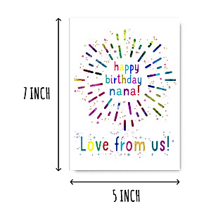 EruditeGifts Happy Birthday Nana Love From Us - Nana Birthday Card From Us Birthday Card For Nana - Birthday Card - Birthday Gift, 5 x 7 inches