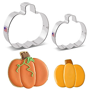 Pumpkin Cookie Cutters 2-Pc. Set Made in USA by Ann Clark, 4", 3"
