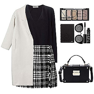 Van Caro Women Evening Clutch Bag,PU Leather Square Box Shoulder Handbag for Wedding Party Tote Purse Black