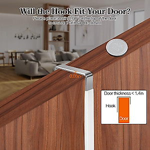 4/10/20 Pack Over The Door Hook, Door Hooks, White/Black Rubber Surface Prevent Scratche Door Hanger Hooks for Bathroom, Living Room, Kitchen, Hanging Clothes, Towels, Bags(4 Pack White)