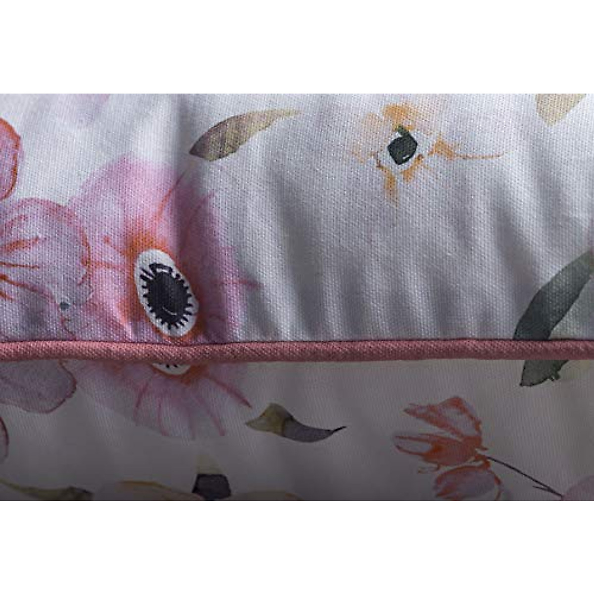 Maison d' Hermine Decorative Pillow Cover 100% Cotton, Toile Washable Cushion Cover with Invisible Zipper for Bed, Living Room, Pale Garden - White (Romantic Poppy) - Spring/Summer (18"x18")