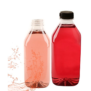 EcoQuality [77 PACK] Empty Clear Plastic Juice Bottles with Tamper Evident Caps 32 OZ Quart Bottles - Smoothie Bottles - Ideal for Juices, Milk, Smoothies, Juice Containers and even Meal Prep